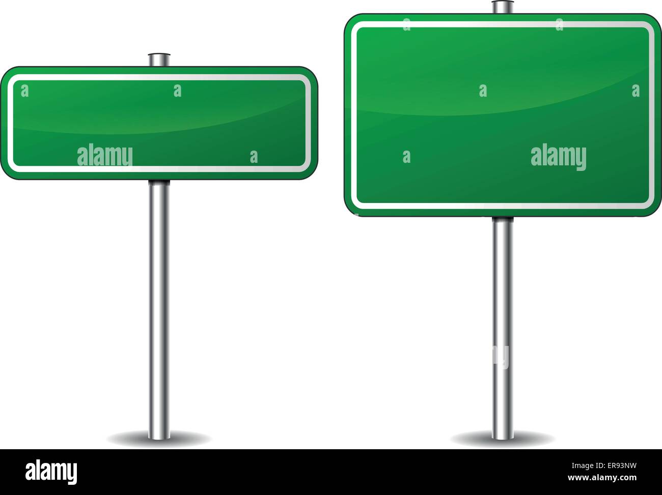 Vector illustration of two green blank road sign Stock Vector Image ...