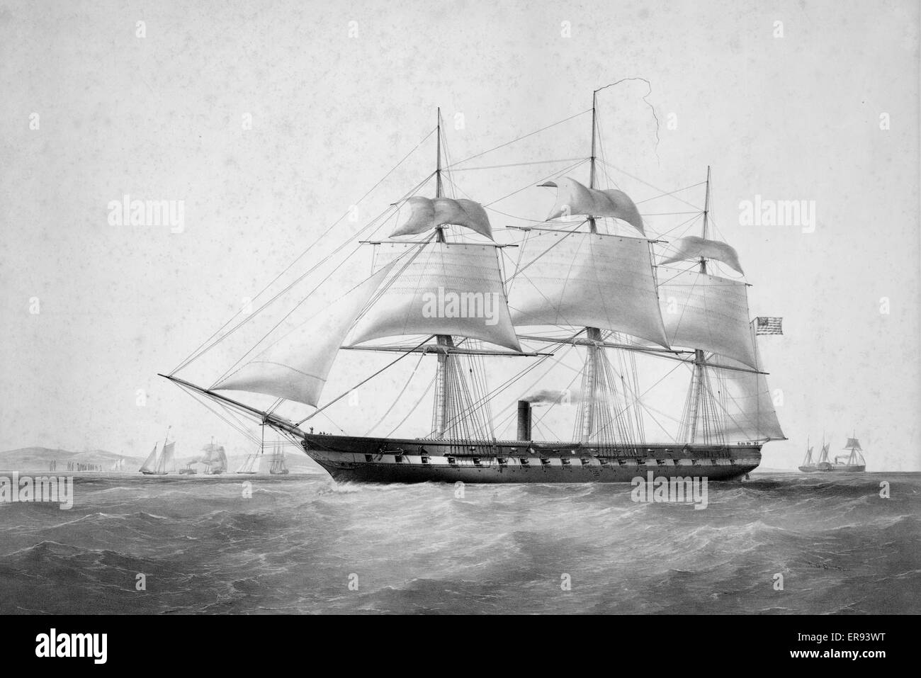 United States Auxiliary Screw steam frigate Merrimac 60 guns Stock ...