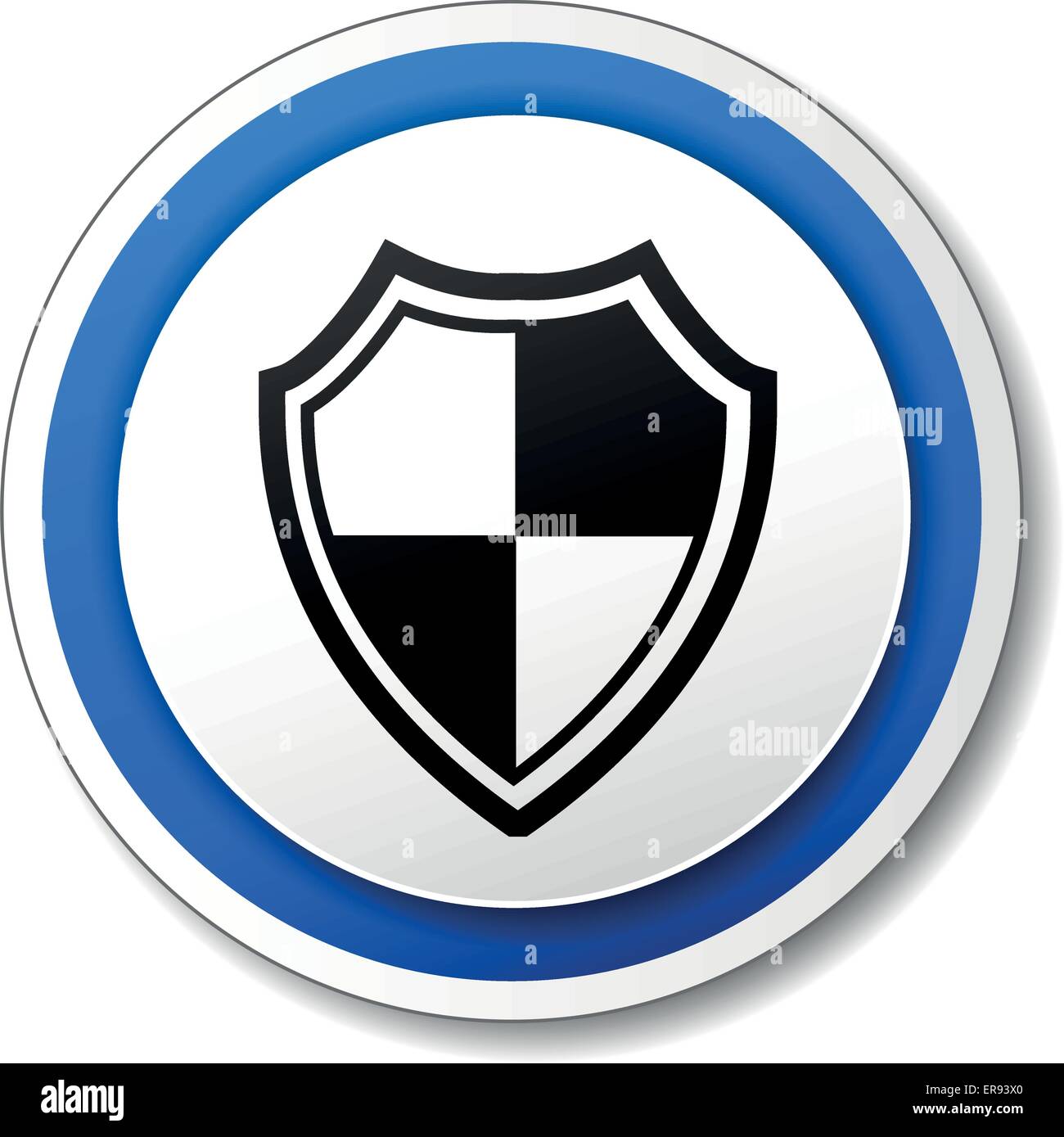 Vector illustration of blue and white shield icon Stock Vector Image ...