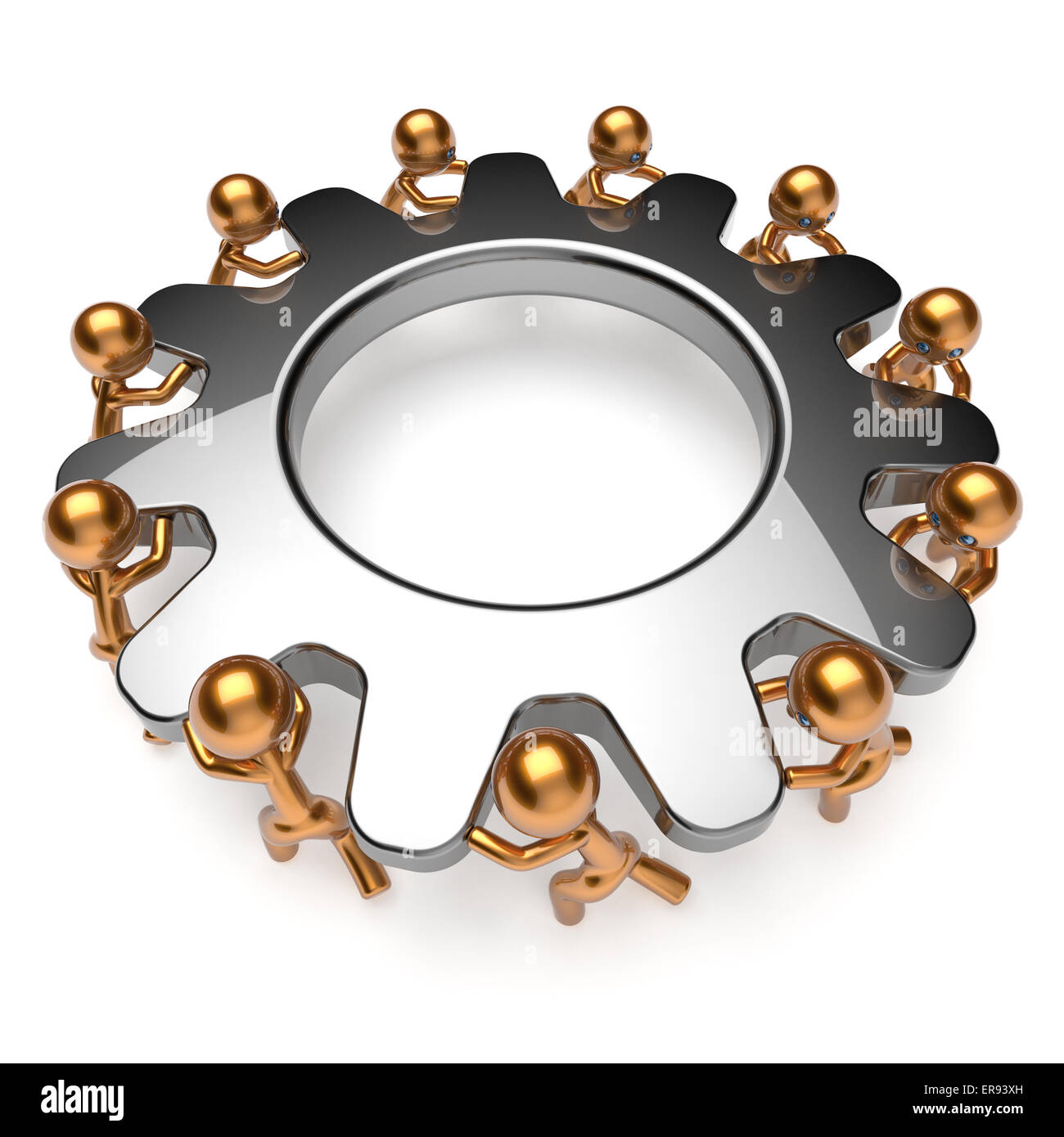 Teamwork business process man characters turning gear together ...