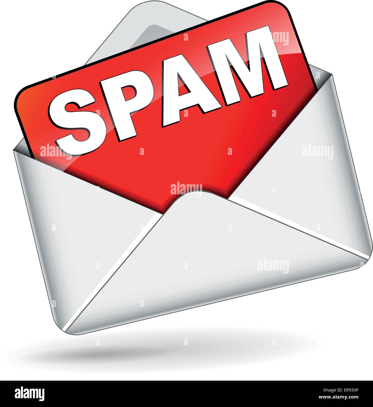 Vector illustration of spam envelope icon on white background Stock ...