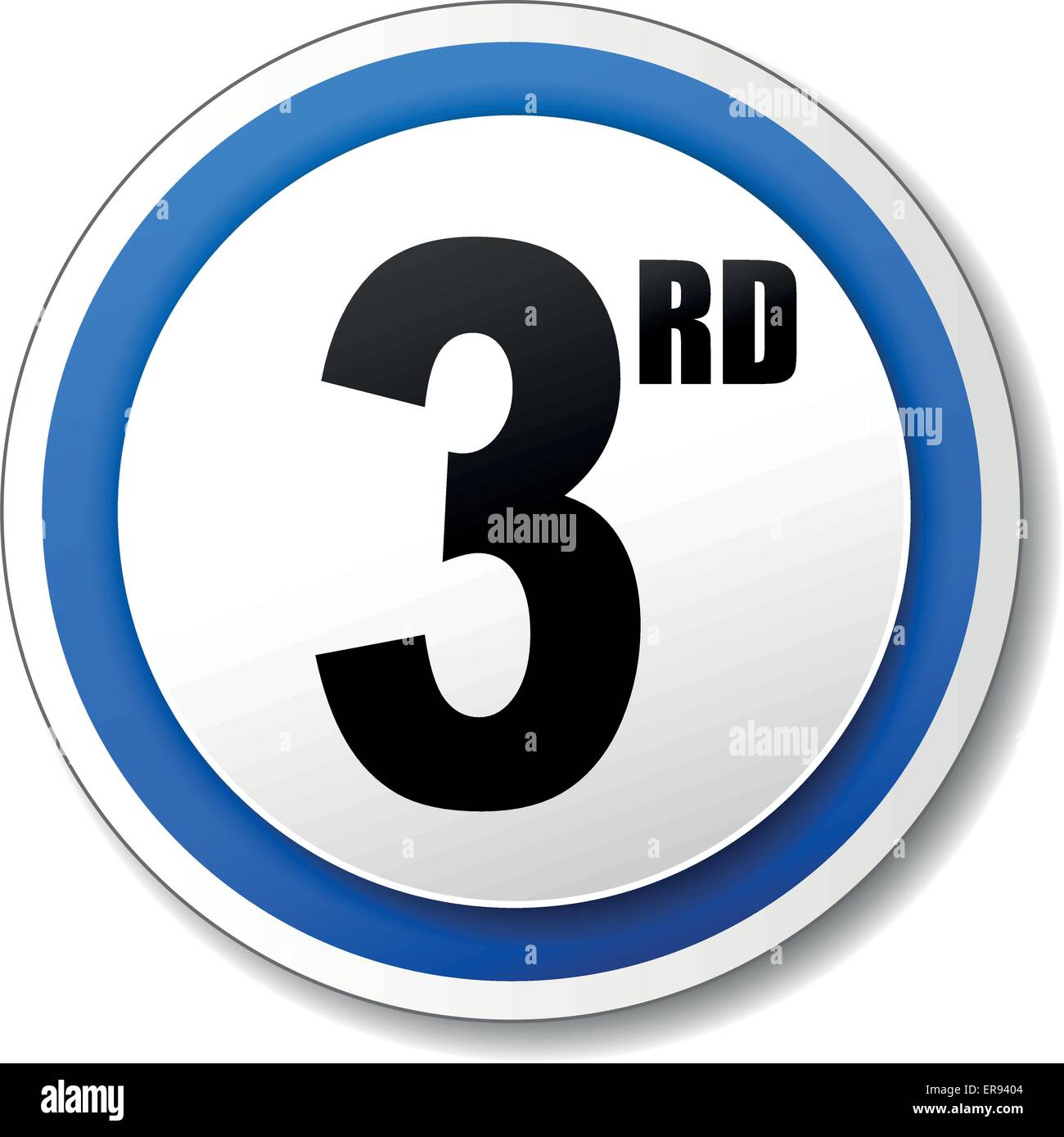 Vector illustration of blue and white third icon Stock Vector Image ...