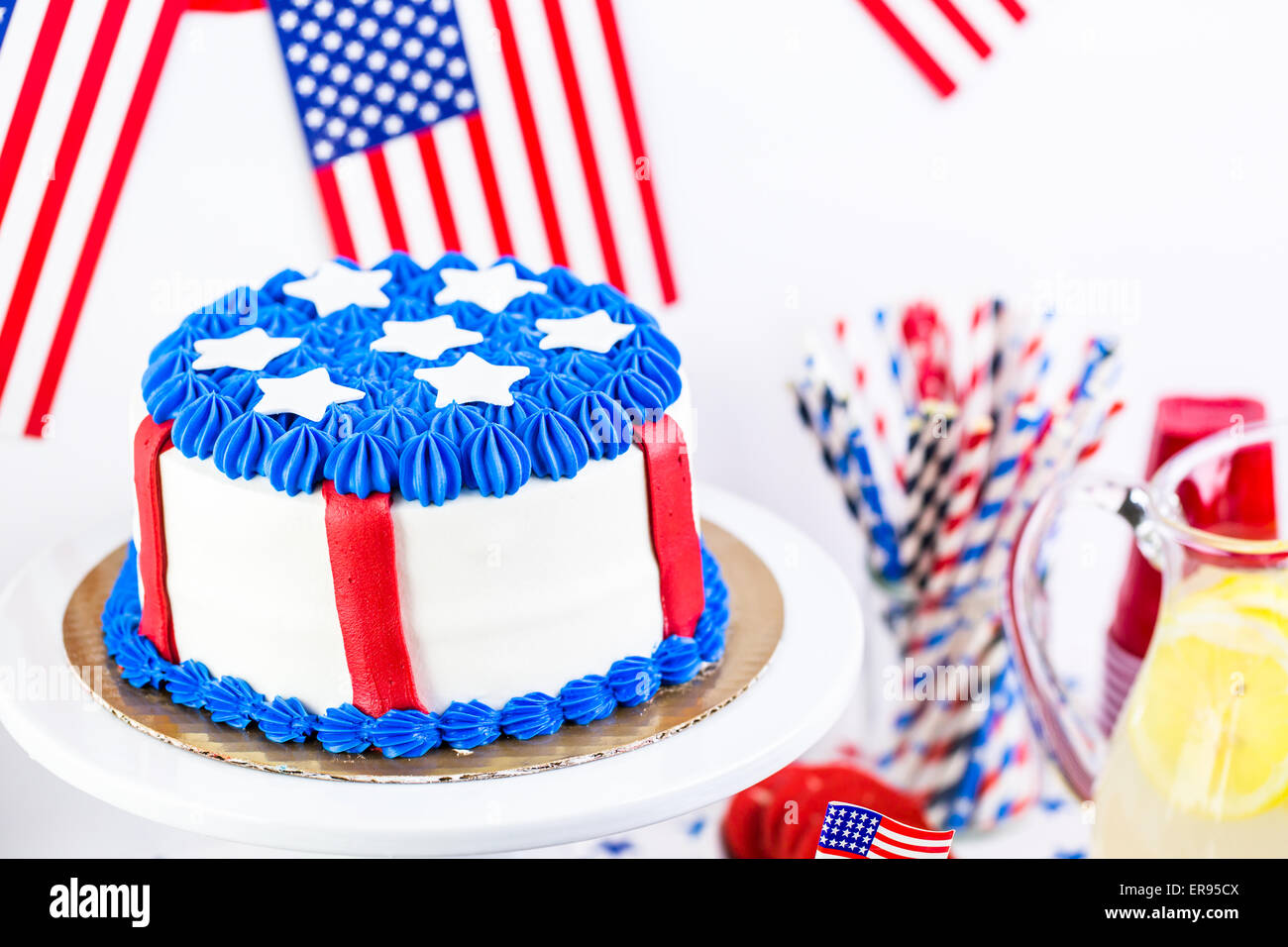 Variety of desserts on the table for July 4th party Stock Photo - Alamy