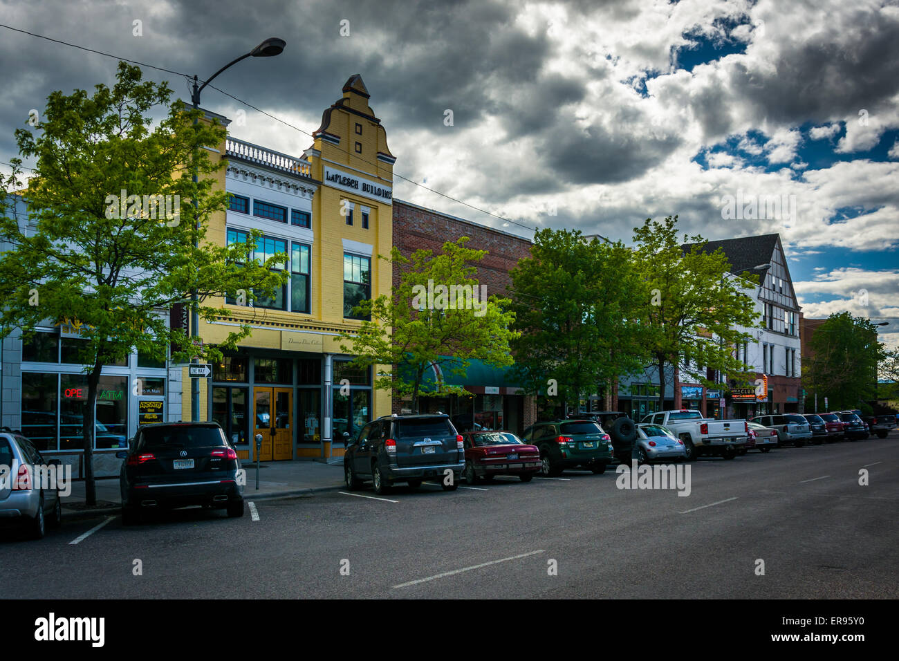 Shops on Main Street in Missoula, Montana Stock Photo - Alamy