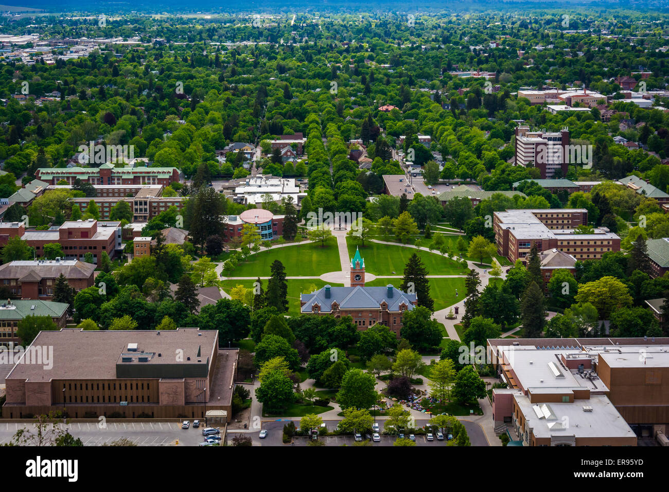 View of University of Montana from Mount Sentinel, in Missoula, Montana ...