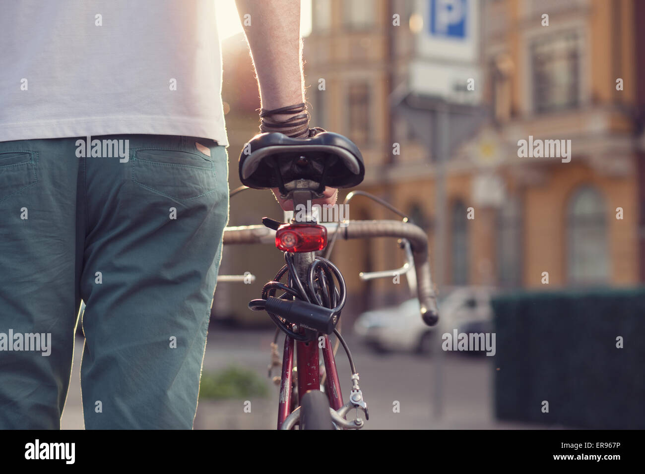 Portrait stylish man bicycle old town hi-res stock photography and ...