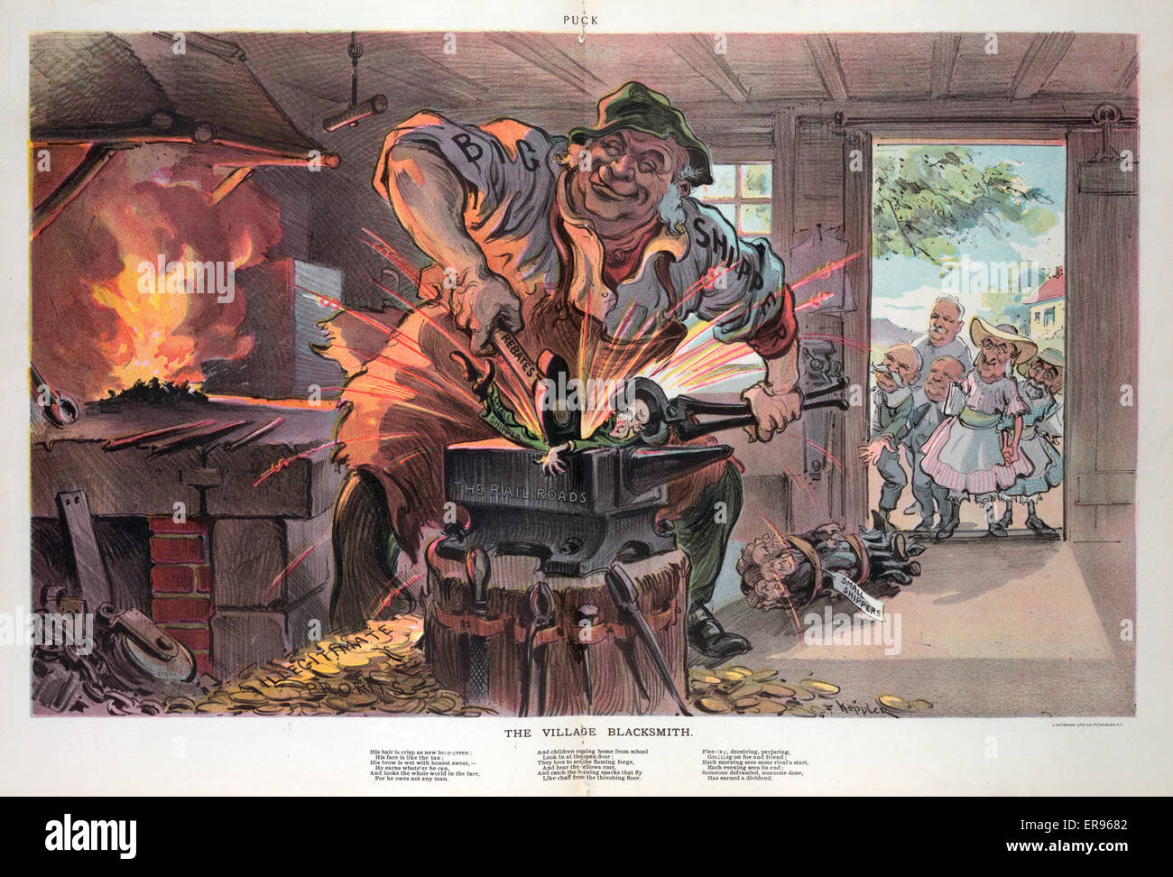 The village blacksmith. Illustration shows a large man labeled Big ...