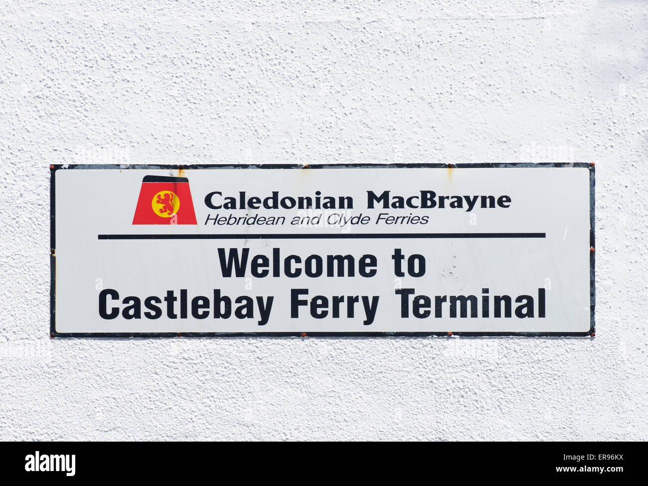 Sign for Castlebay Ferry Terminal, Isle of Barra, Outer Hebrides ...