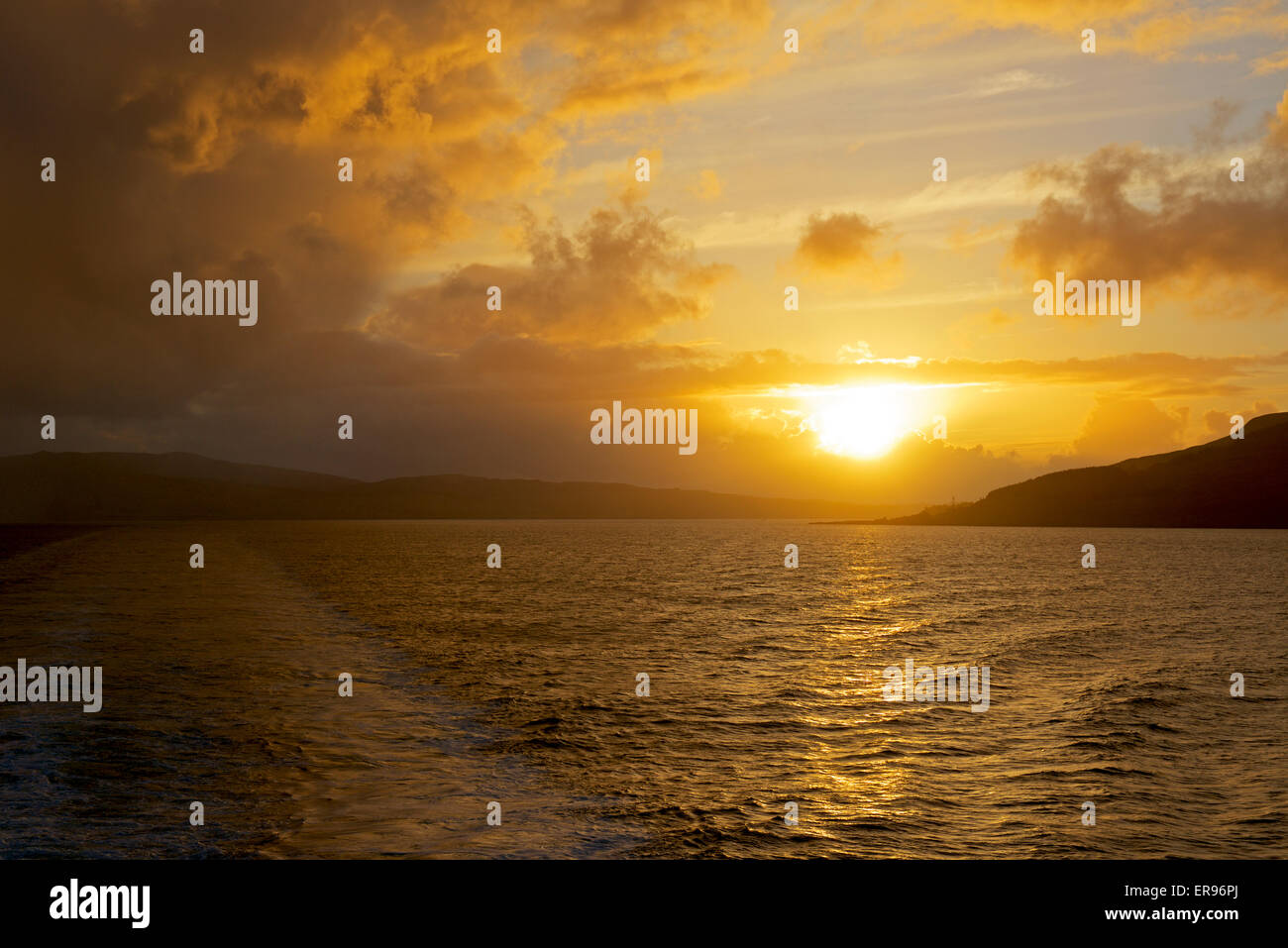 Sunset over the sea, Sound of Mull, Scotland UK Stock Photo - Alamy