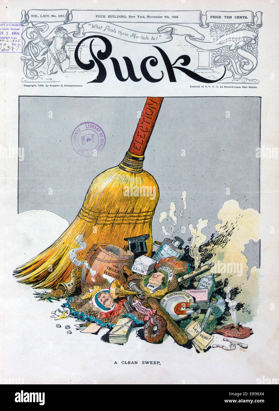 A clean sweep. Illustration shows a large broom labeled Election ...