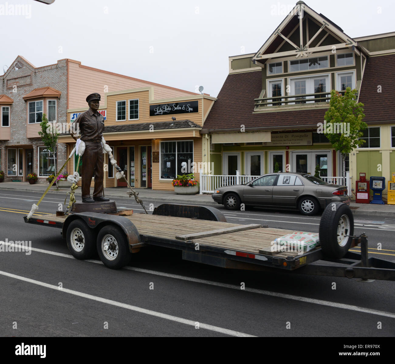 Fleet Admiral Chester William Nimitz bronze statue in Troutdale Stock ...