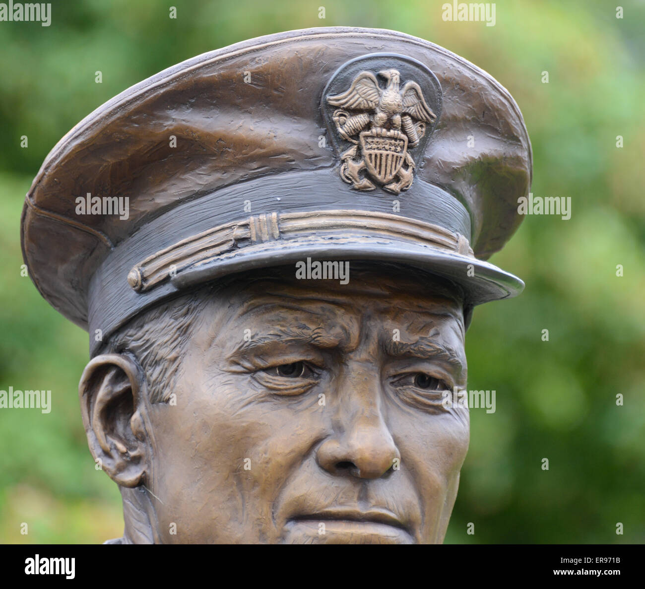 Fleet Admiral Chester William Nimitz bronze statue in Troutdale Stock ...