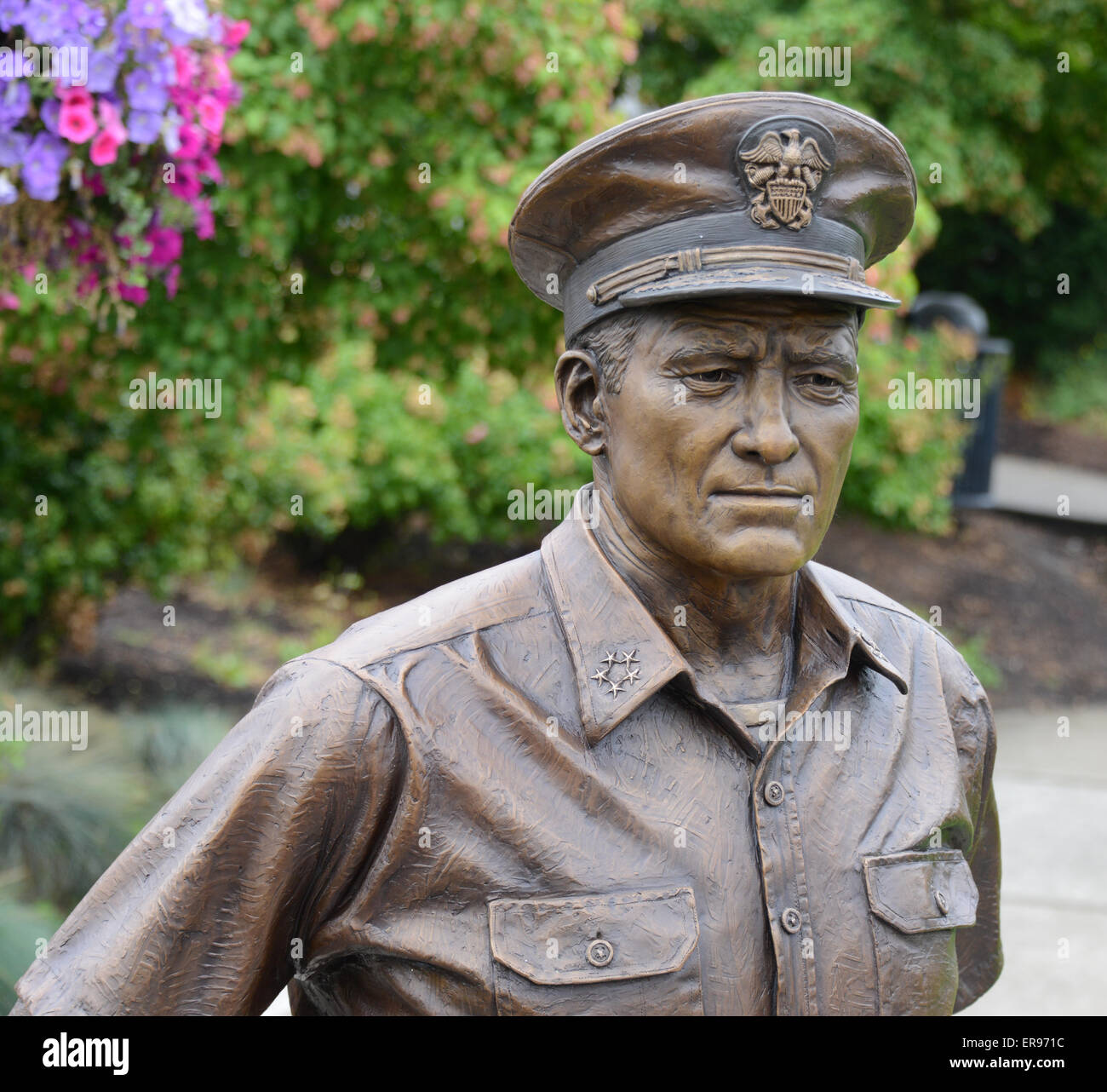 Fleet Admiral Chester William Nimitz bronze statue in Troutdale Stock ...