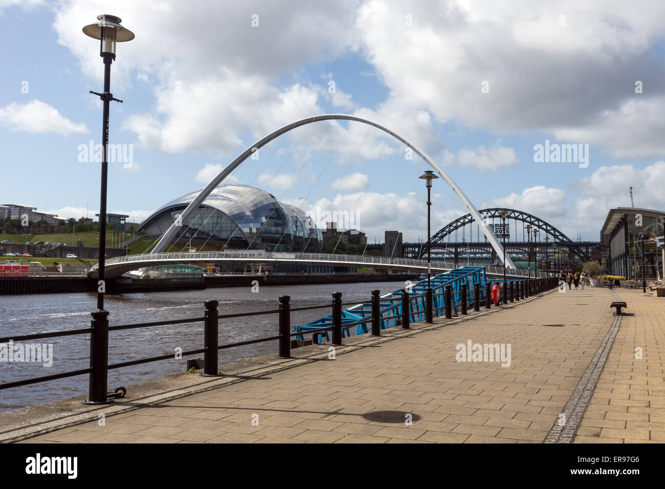 The Millennium Bridge, Tyne Bridge and Quayside, Newcastle upon Tyne ...