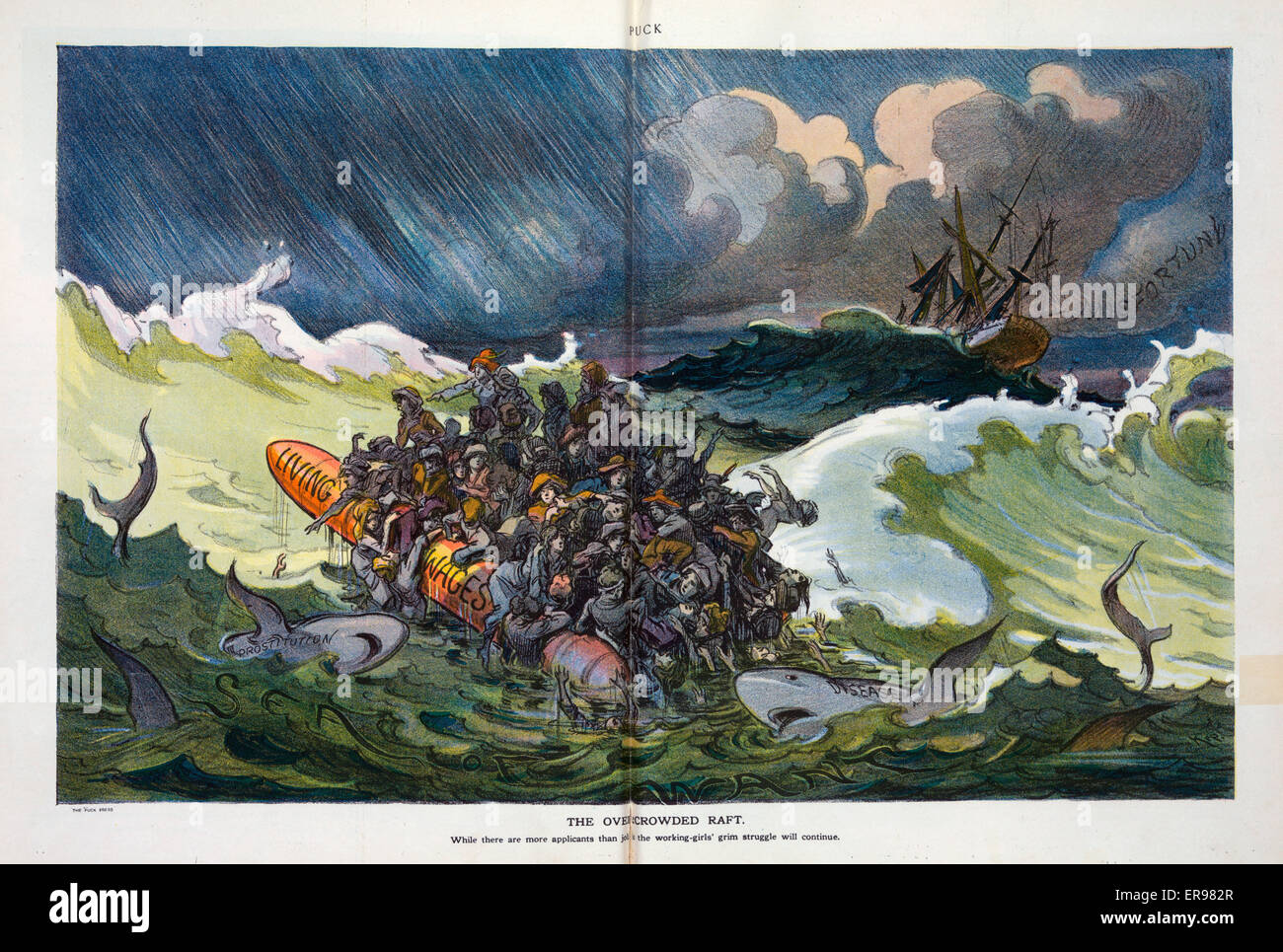 The overcrowded raft Stock Photo - Alamy