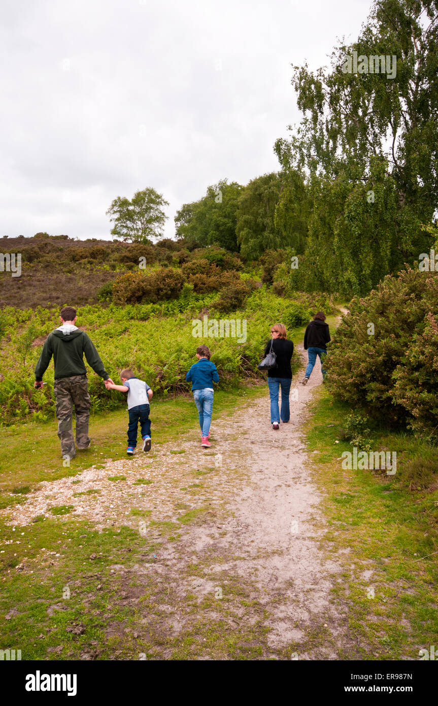 Rear View Of A family Walking Along A Track Together Through The ...