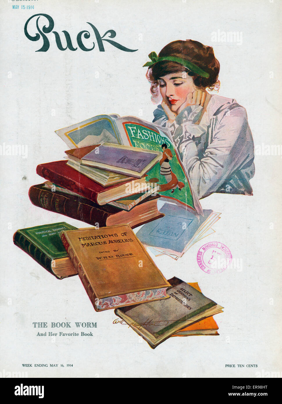 The book worm and her favorite book Stock Photo - Alamy