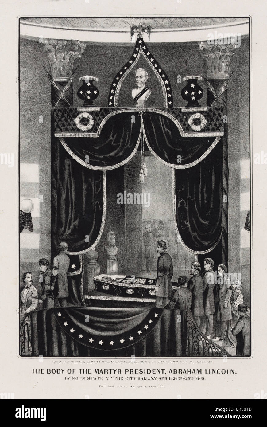 The body of the martyr President, Abraham Lincoln. Lying in Stock Photo ...