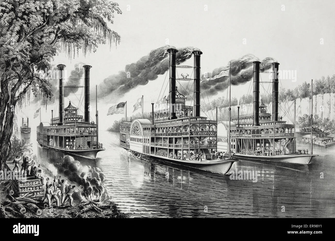 Steamboat River 19th Century Stock Photos & Steamboat River 19th ...