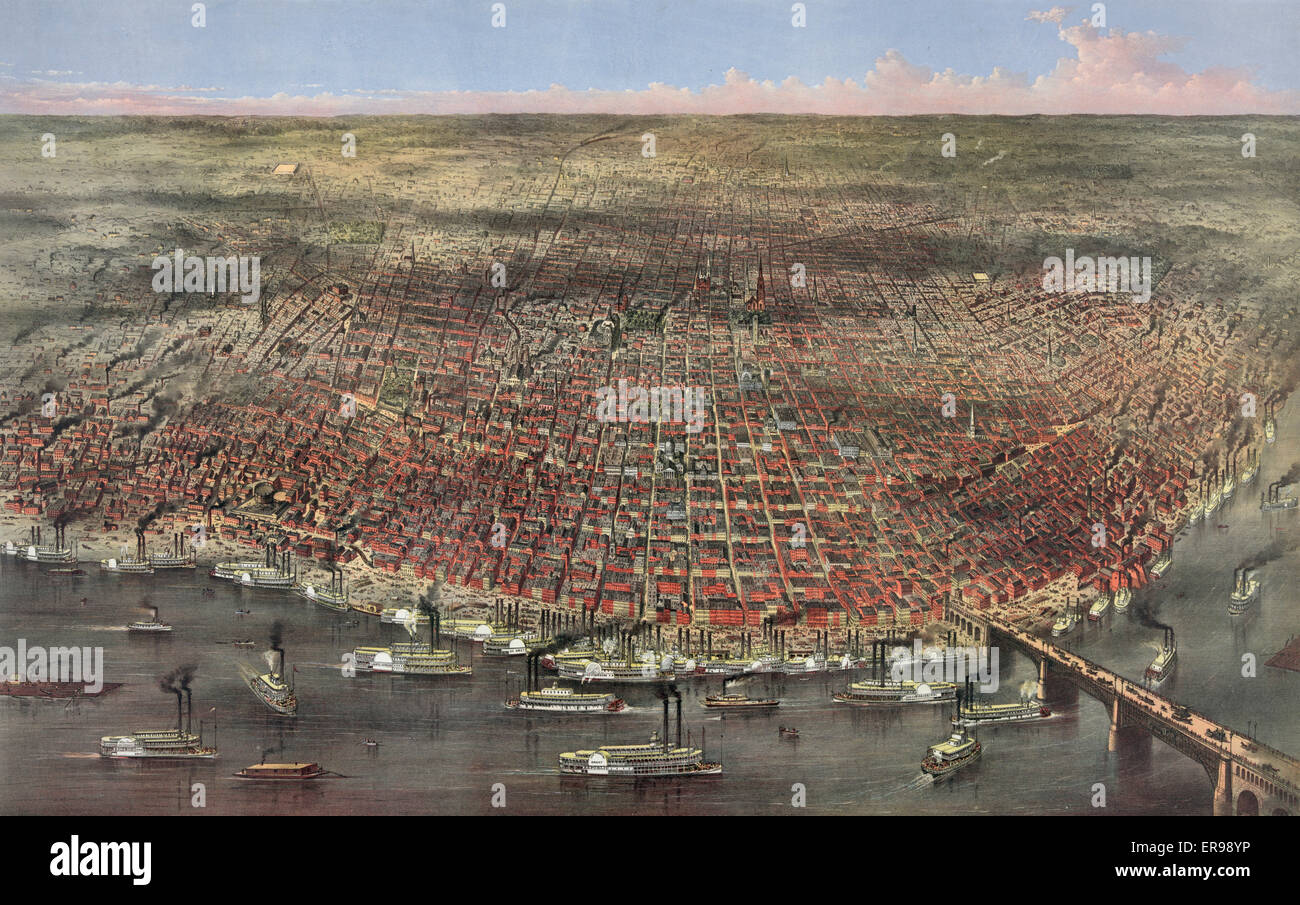 St. Louis, Missouri general city view 19th century Stock Photo - Alamy