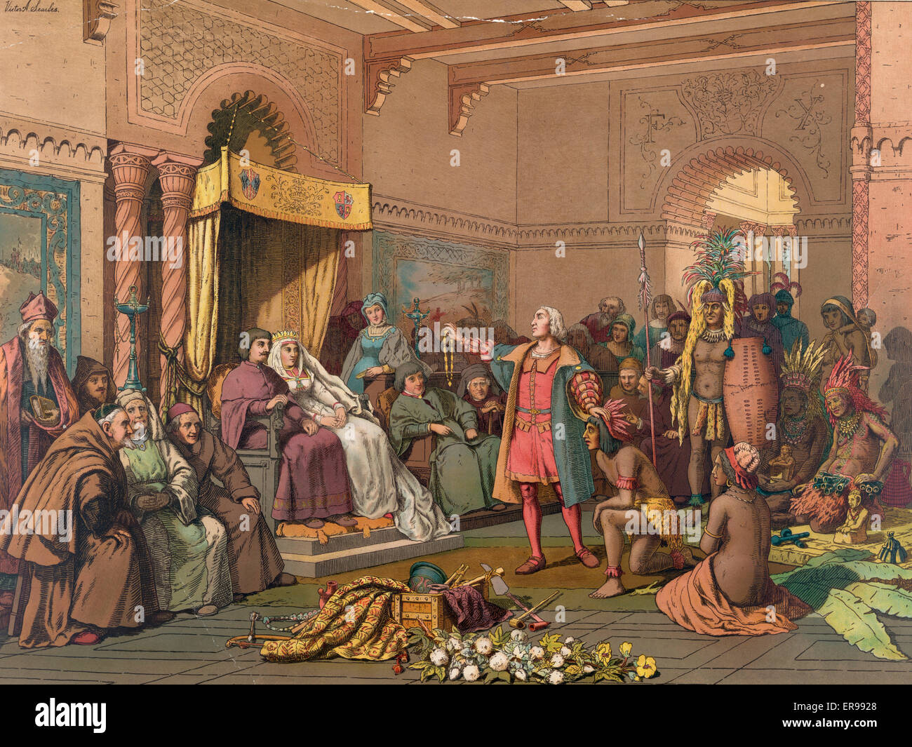 Christopher Columbus at the court of Barcelona Stock Photo - Alamy