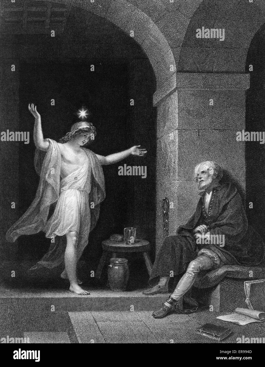 Hesper appearing to Columbus in prison Stock Photo - Alamy