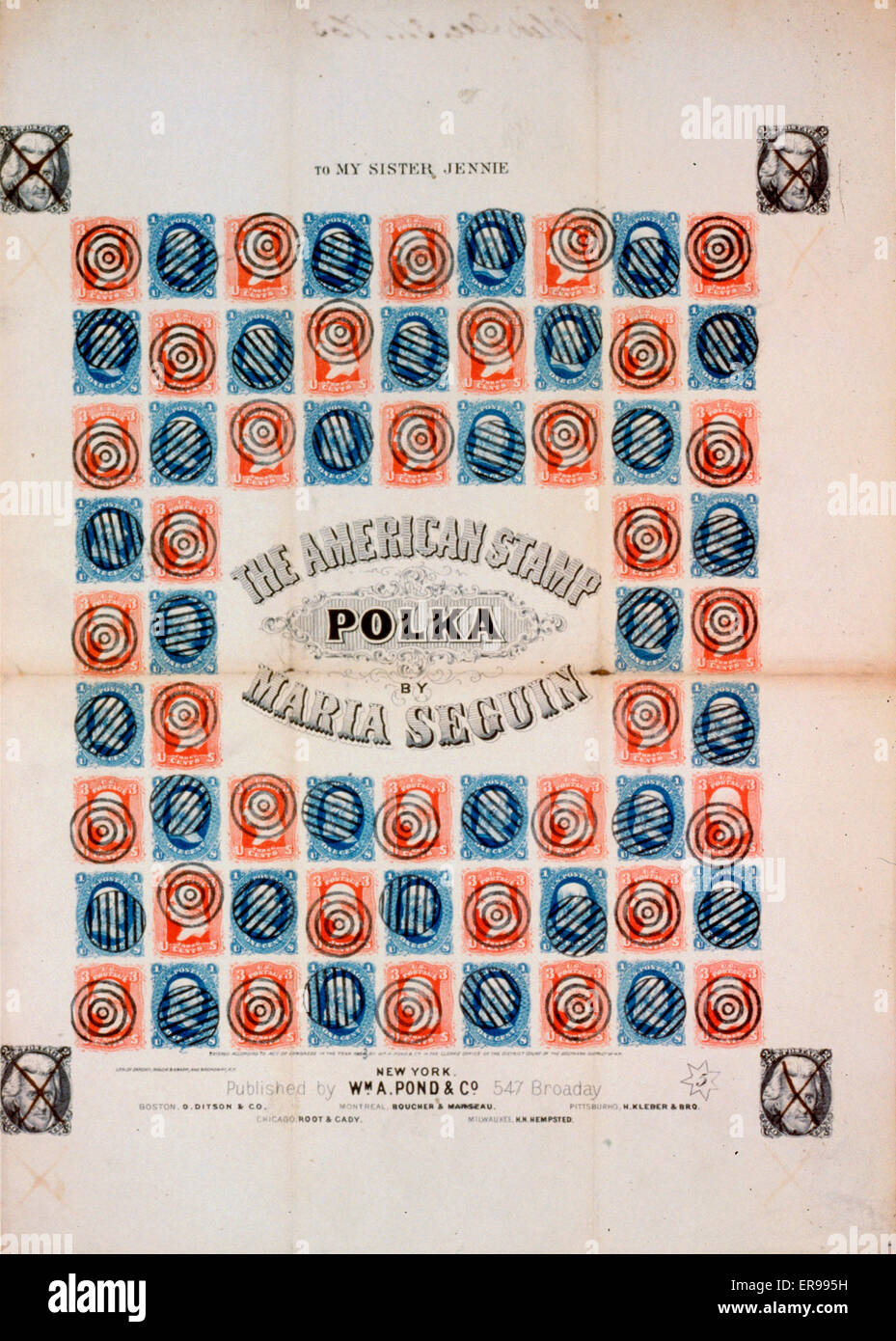 The American stamp polka by Maria Seguin Stock Photo - Alamy