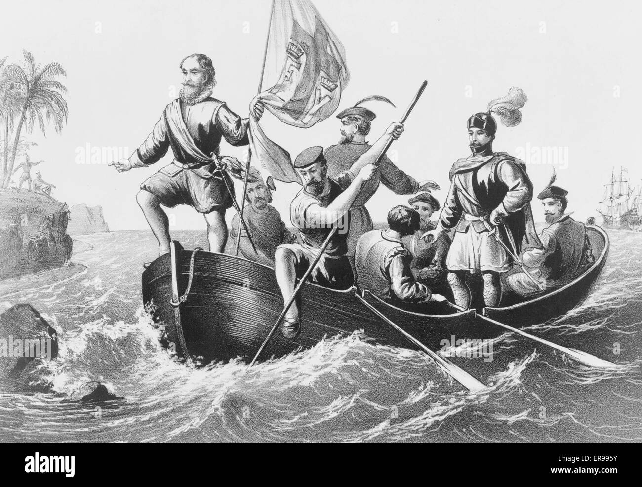 The landing of Columbus at San Salvador, October 12, 1492. Columbus ...