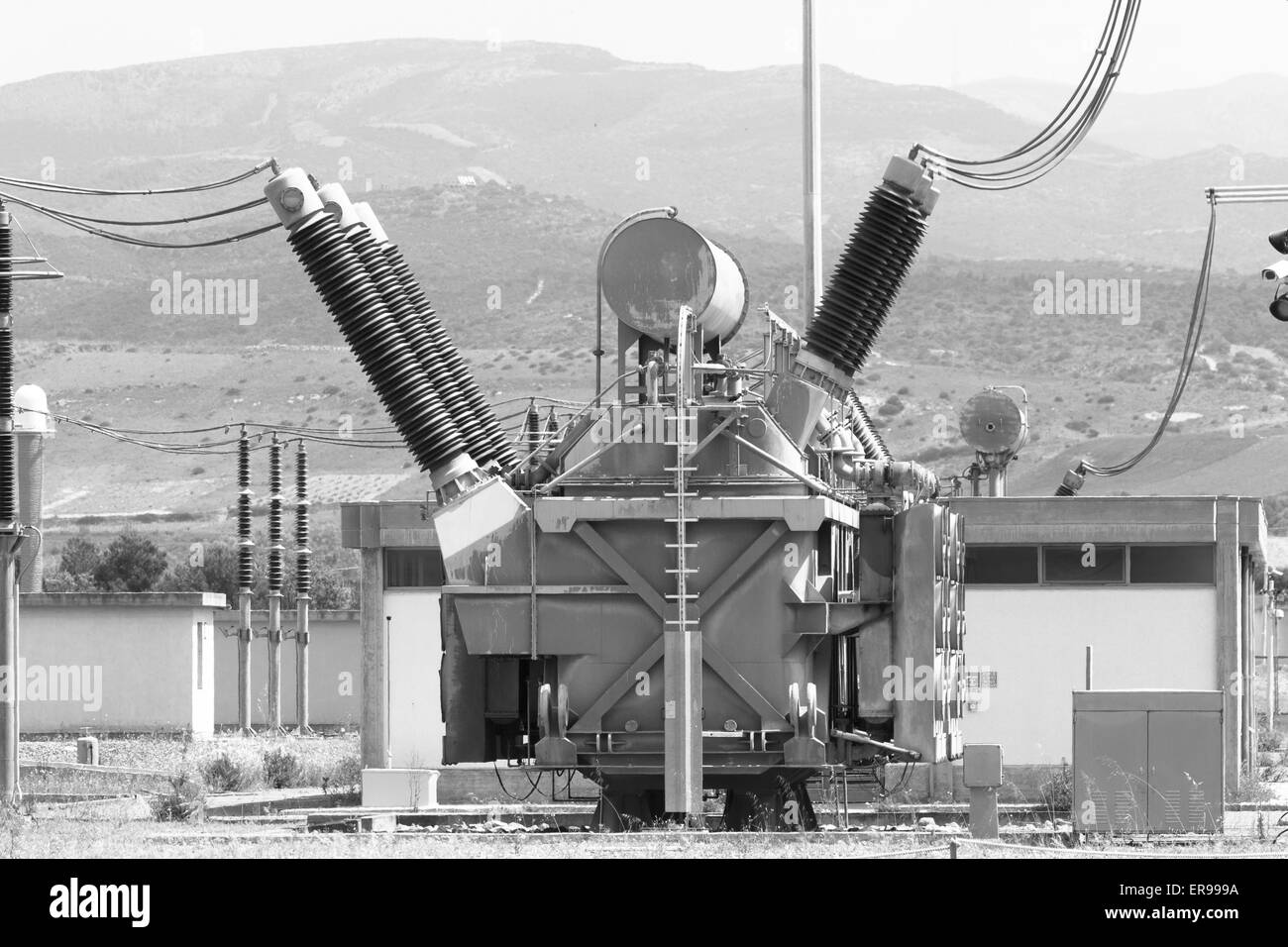 Power station transformers connections in hi-res stock photography and ...