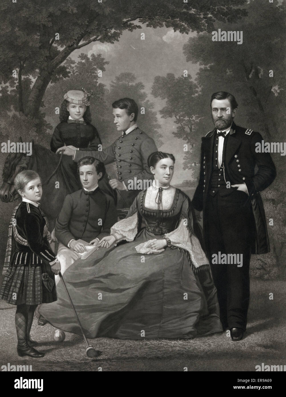 General Ulysses S. Grant and his family Stock Photo - Alamy