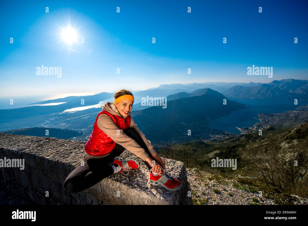 Person running road mountain hi-res stock photography and images - Alamy