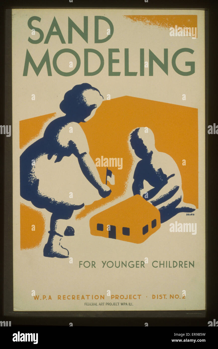 Sand modeling for younger children - WPA recreation project Stock Photo ...
