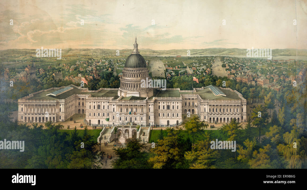 Washington DC and Capitol Building aerial view Stock Photo - Alamy
