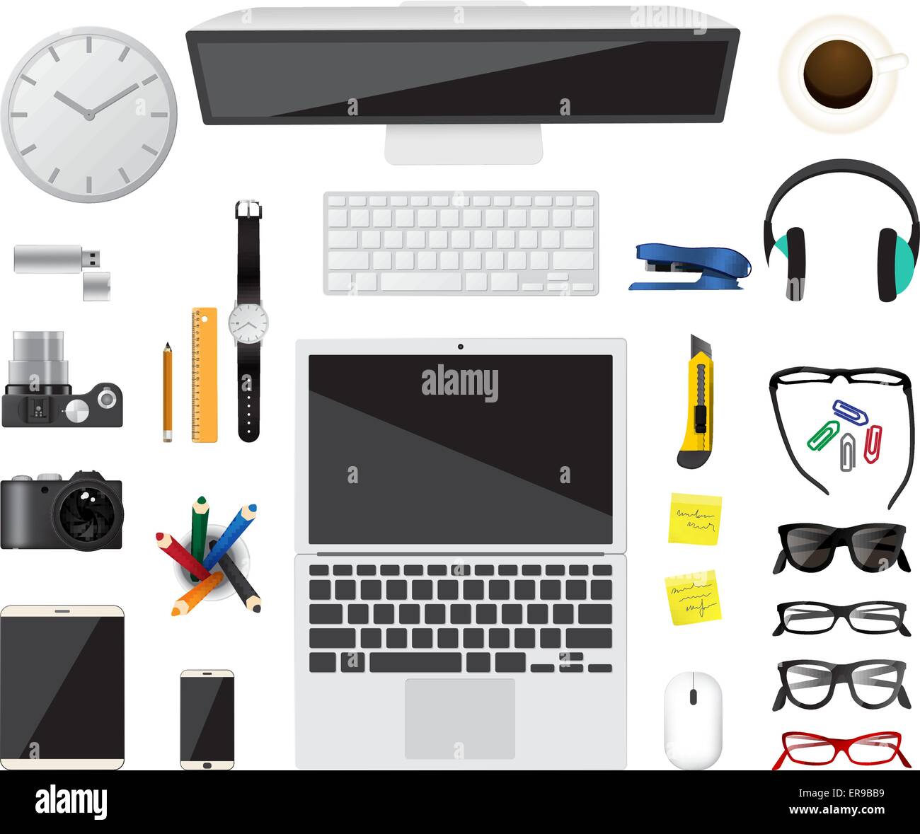 Glasses business workspace on Stock Vector Images - Alamy