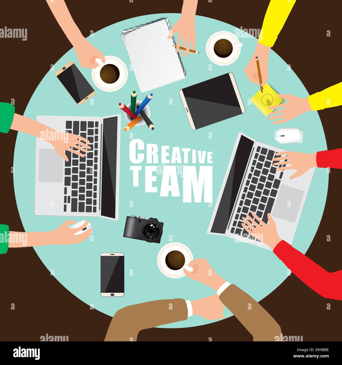 Teamwork brainstorming creative team Stock Vector Images - Alamy