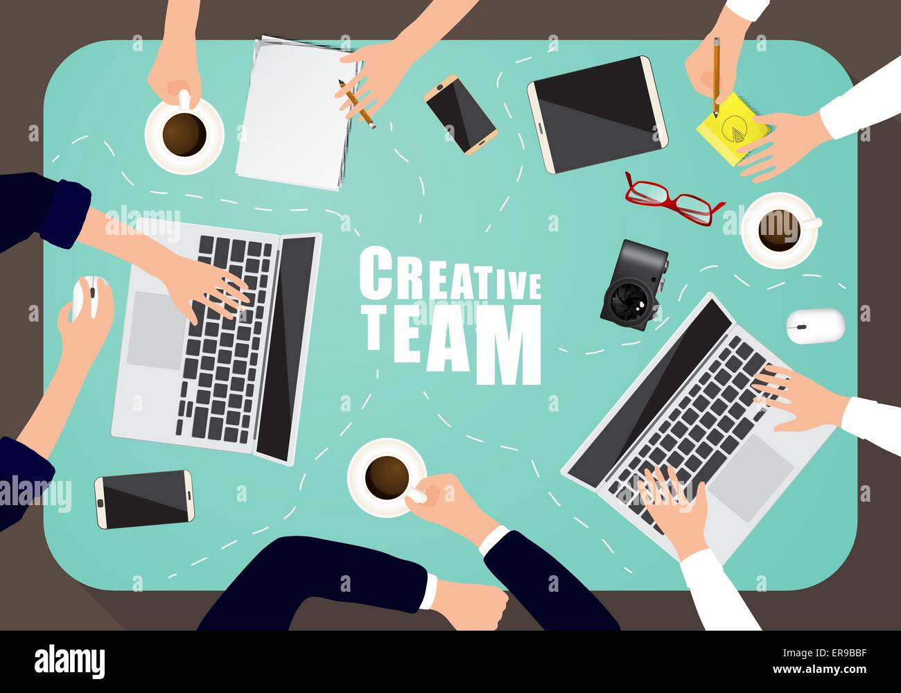 Working place of creative team in flat design Stock Vector Image & Art ...