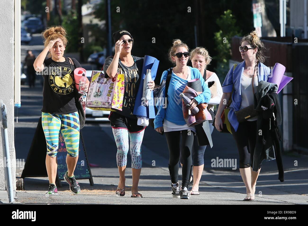 Kaley Cuoco leaves a yoga class wearing a Brian Lichtenberg Ballin ...
