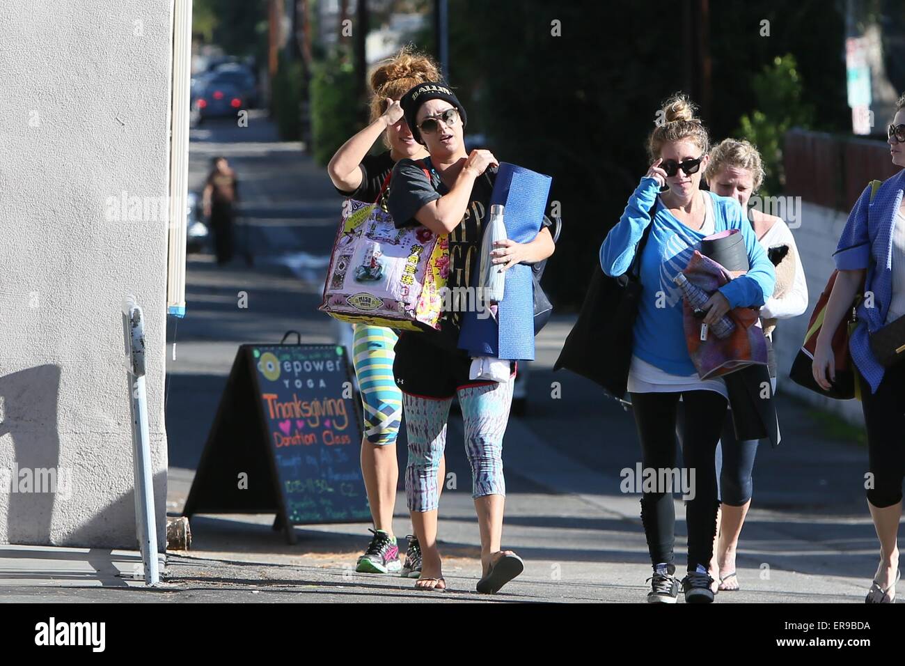 Kaley Cuoco leaves a yoga class wearing a Brian Lichtenberg Ballin ...