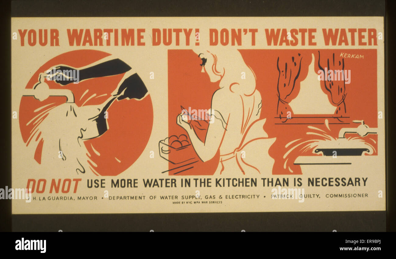 Your wartime duty! Don't waste water Do not use more water i Stock ...