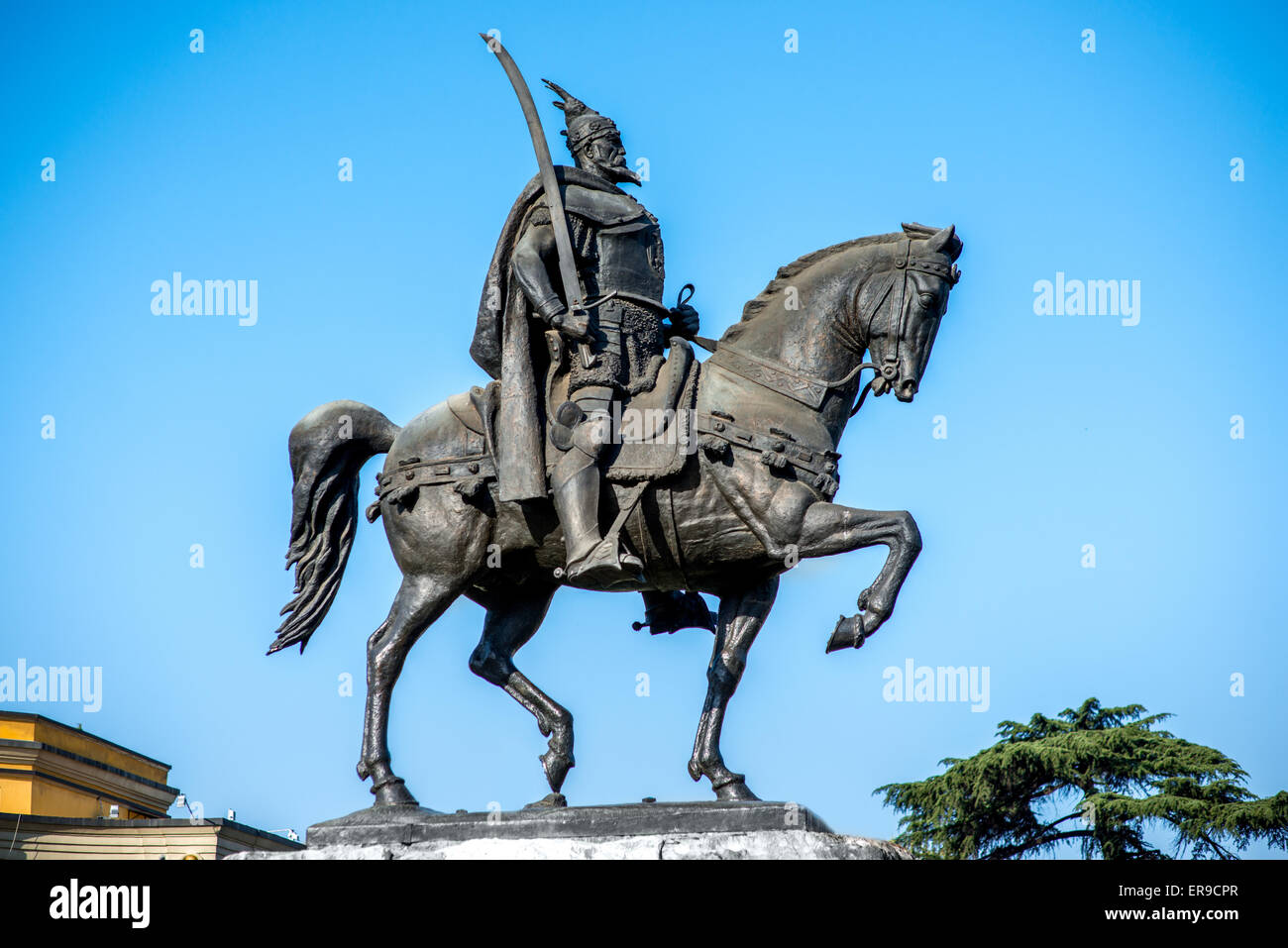 Monument of Skanderbeg in Tirana Stock Photo - Alamy