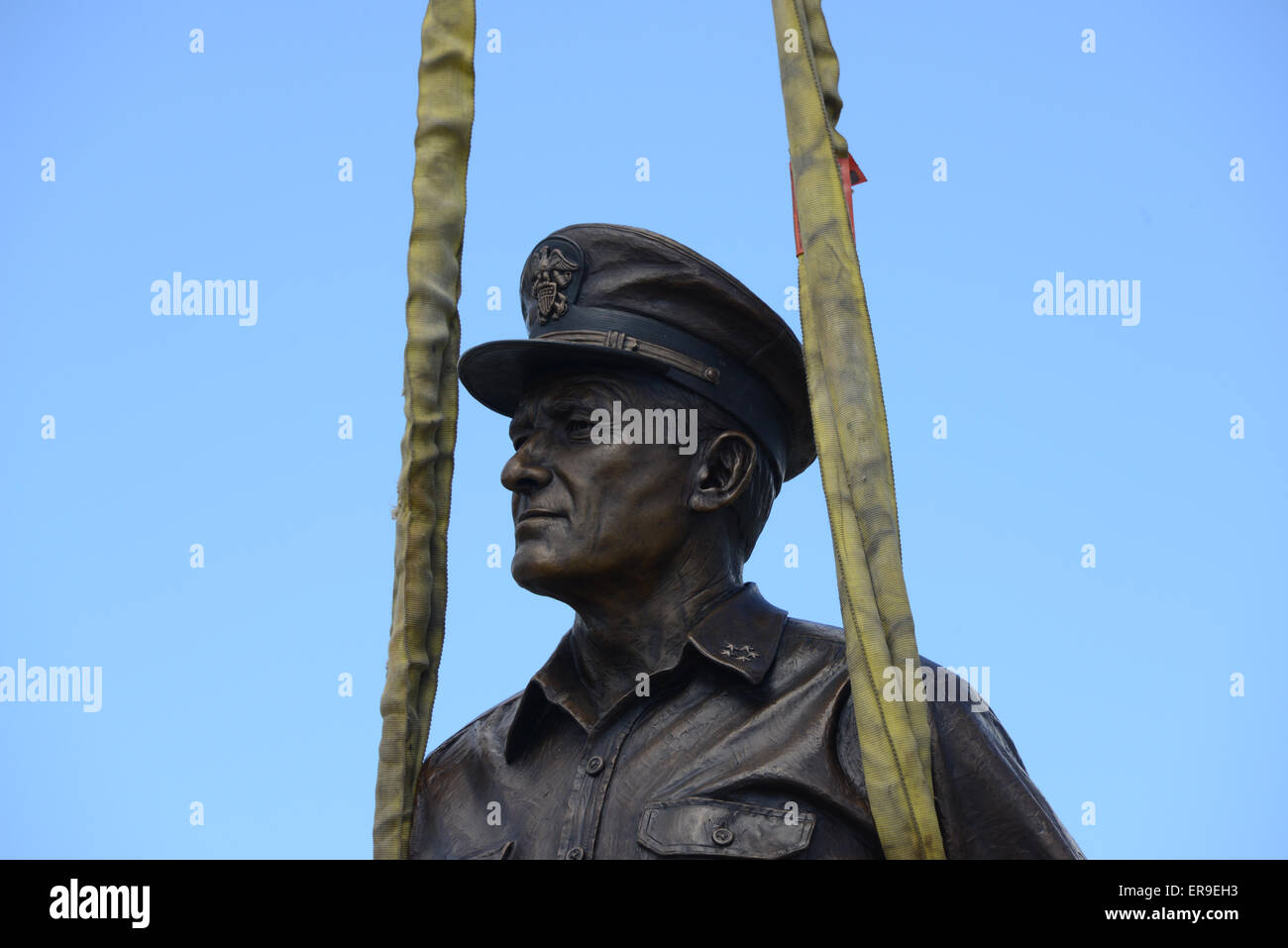 Fleet Admiral Chester William Nimitz bronze statue arrived. Next to USS ...
