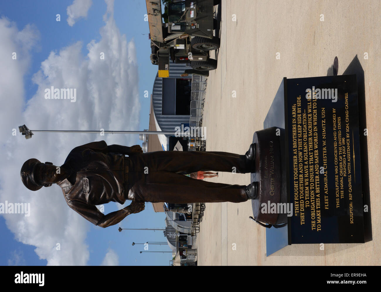 Fleet Admiral Chester William Nimitz bronze statue arrived. Next to USS ...