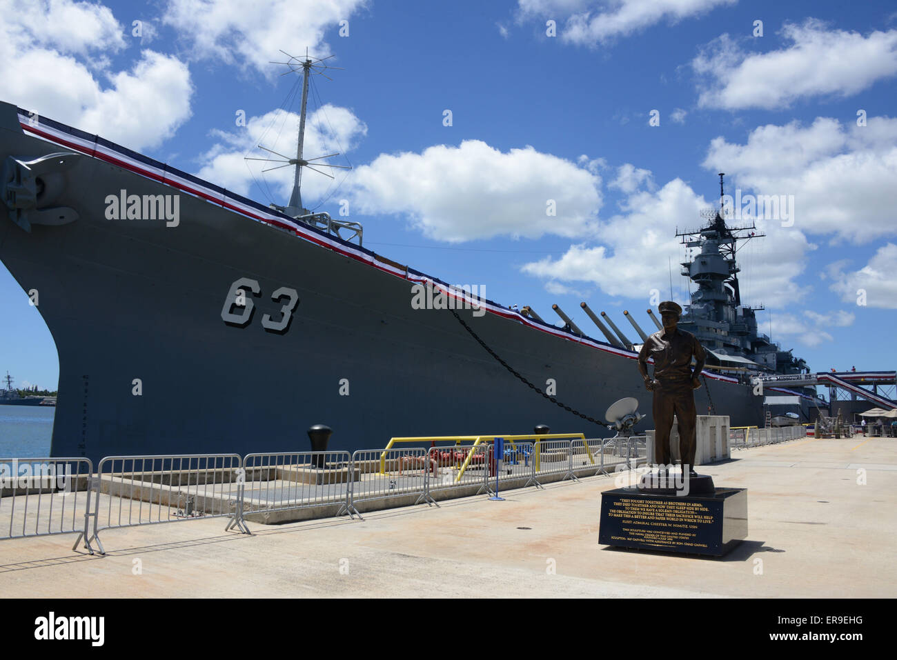 Fleet Admiral Chester William Nimitz bronze statue arrived. Next to USS ...