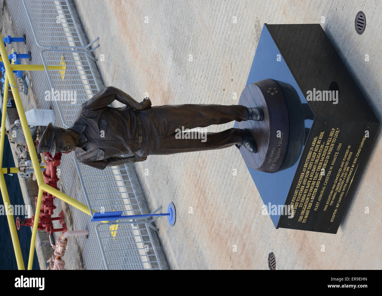 Fleet Admiral Chester William Nimitz bronze statue arrived. Next to USS ...
