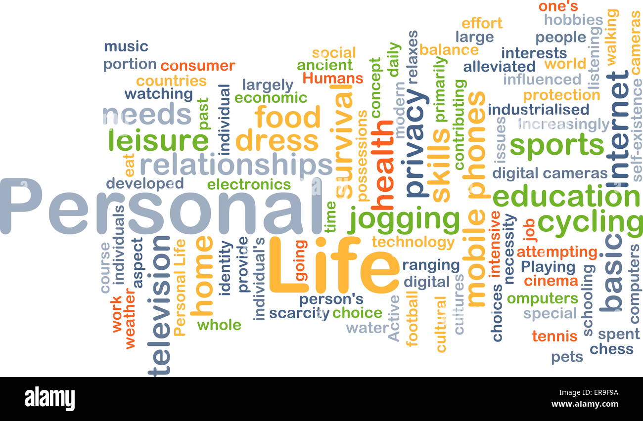 Background concept wordcloud illustration of personal life Stock Photo ...