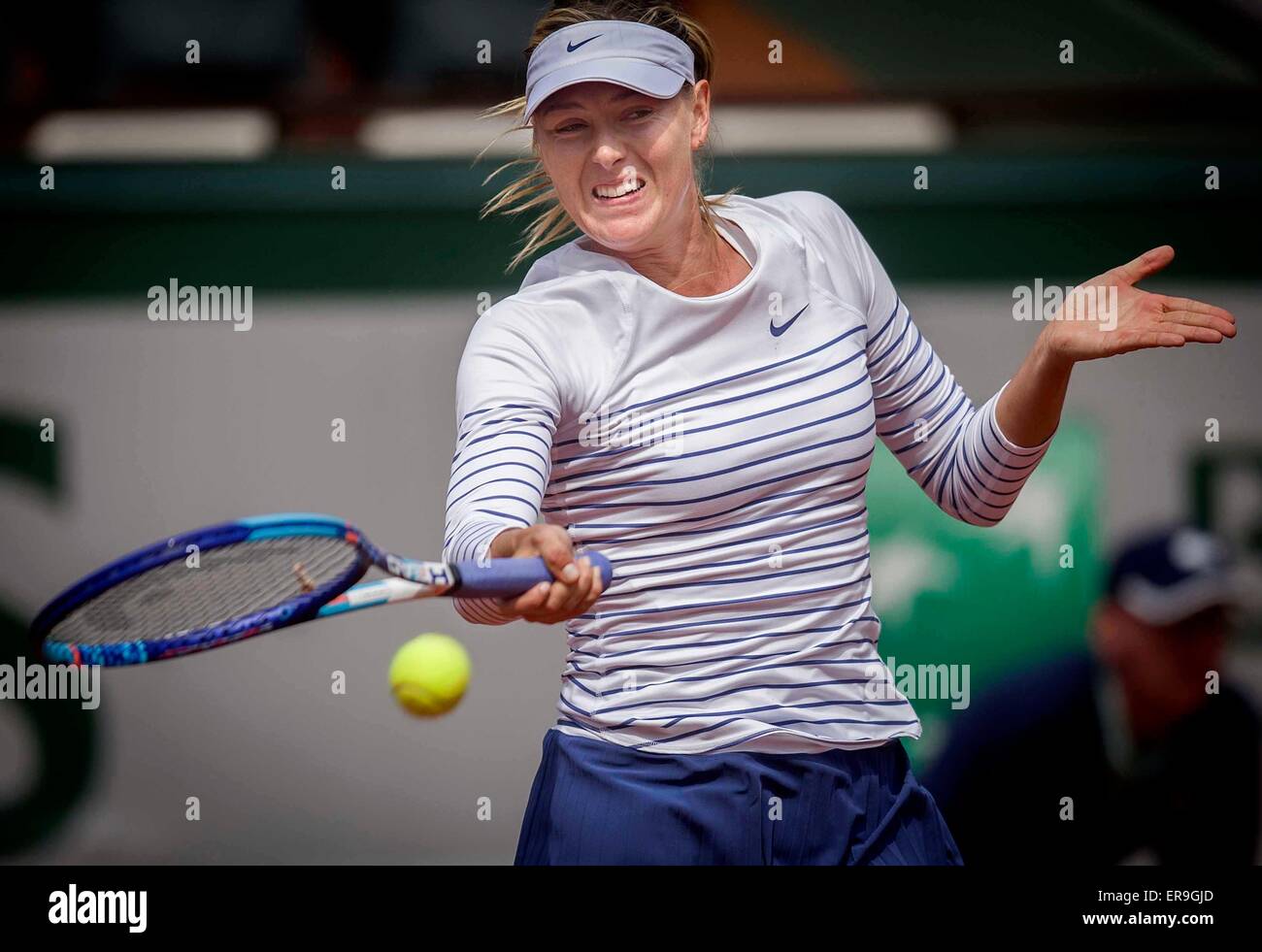 Paris, France. 29th May, 2015. Maria Sharapova of Russia hits a return ...