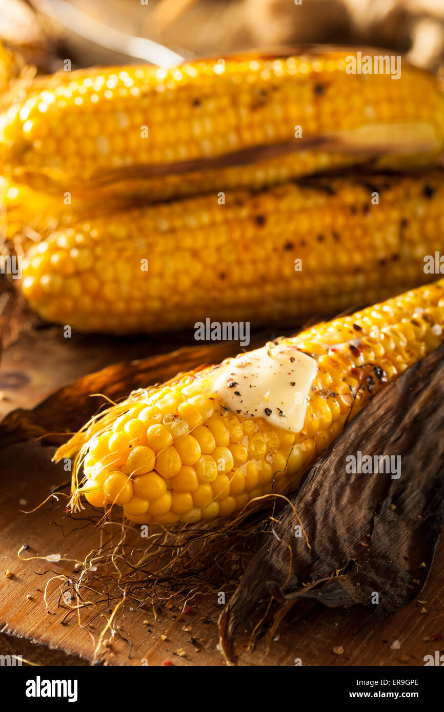 Grilled Corn on the Cob with Salt and Butter Stock Photo - Alamy