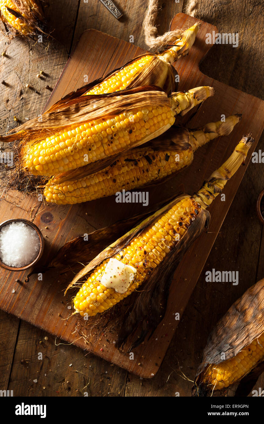 Grilled Corn on the Cob with Salt and Butter Stock Photo - Alamy