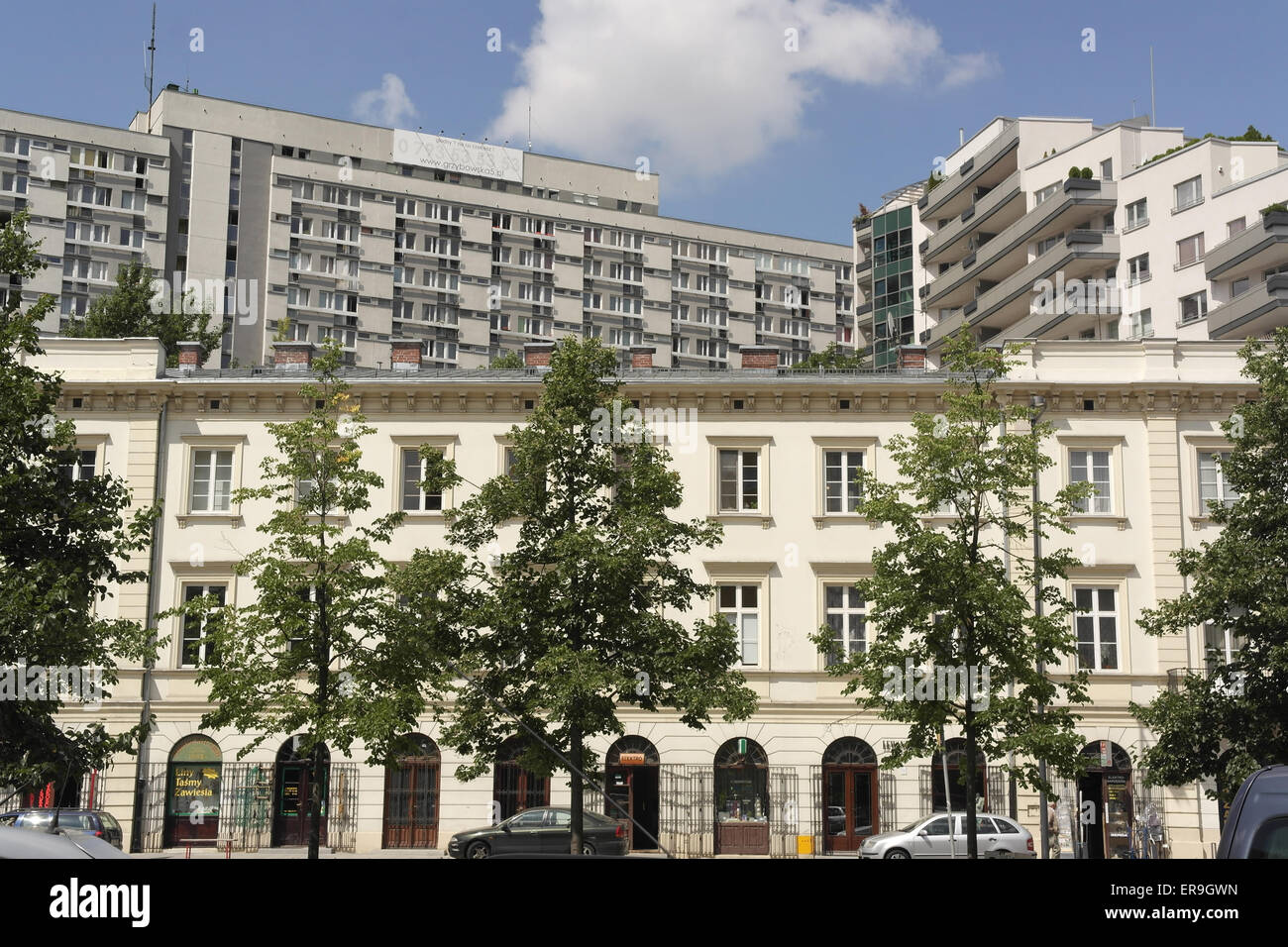 2 tall multi storey office buildings standing rising background view hi ...