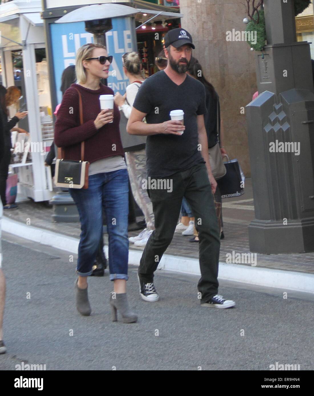 Tom Green dressed in black goes shopping at The Grove in Hollywood with ...